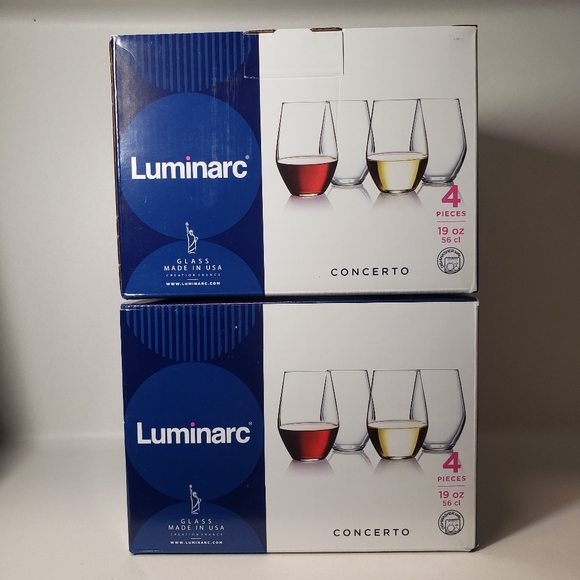 Dining | New Set Of 8 Luminarc Glass Stem Less Wine Glasses Cups ...